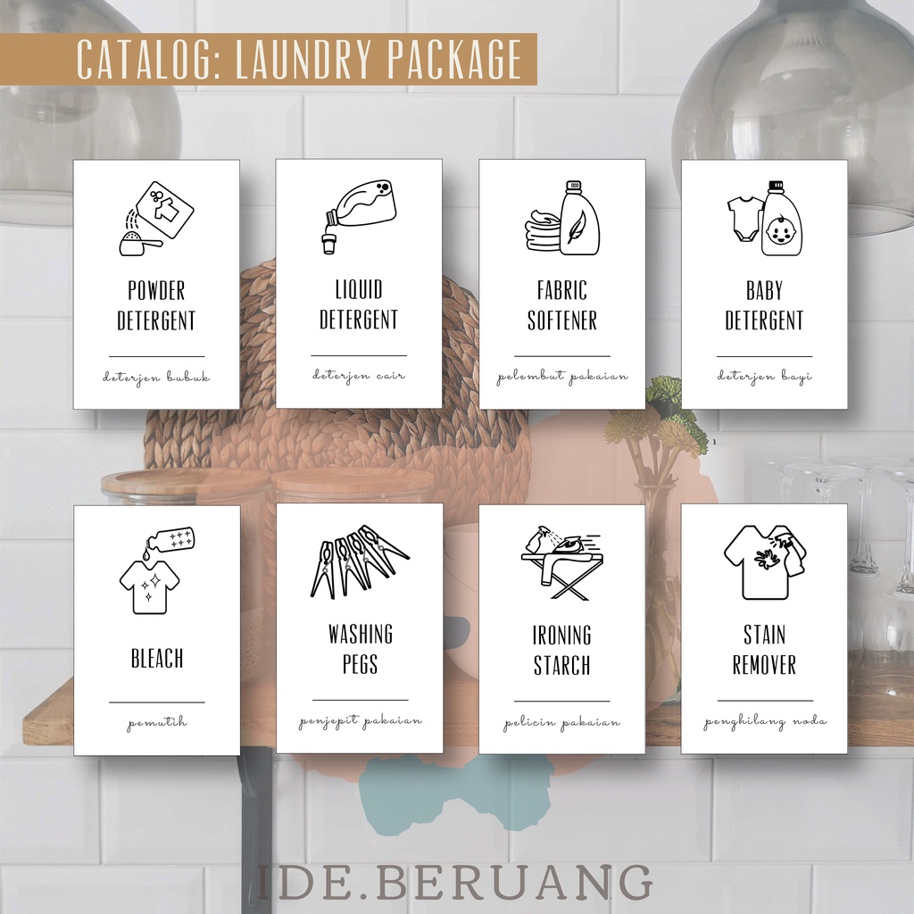 Jual Sticker Label Laundry Bergambar Persegi Panjang (Paket 8 Pcs ...