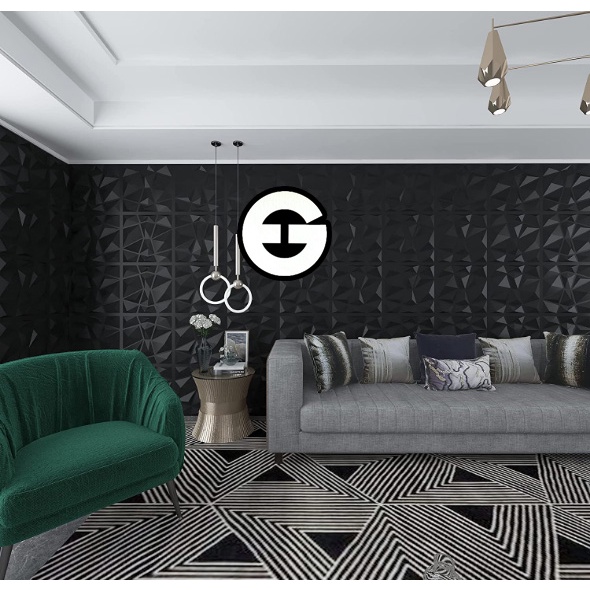 Jual WA Wallpaper Foam 3D Batik Wall Panel Diamond Hitam Triangle ...