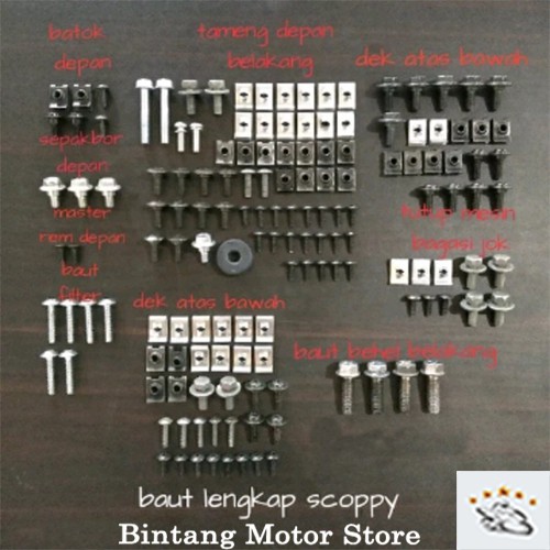 Jual Full Set Baut Full Body Motor Honda Scoopy Lengkap | Shopee Indonesia
