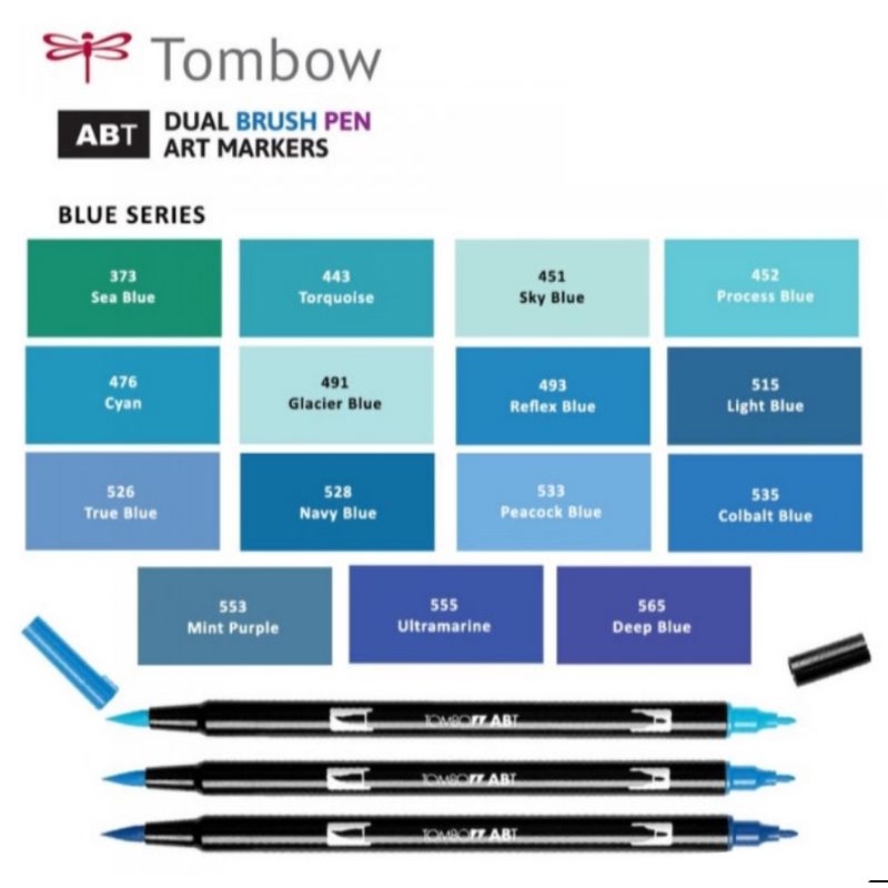 Jual Tombow ABT Dual Brush Pen Water Based Blue Series - Spidol ...