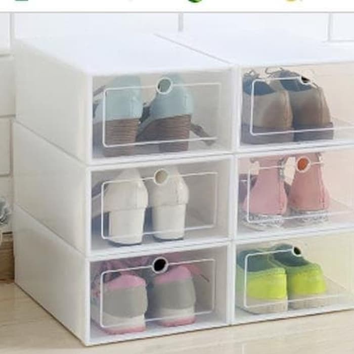 Jual Sgmshop Kotak Sepatu Lipat Flip Buka Depan Frame Plastik Bisa ...
