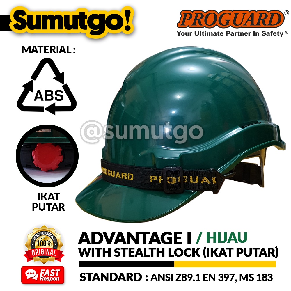 Jual Helm Safety Proguard Advantage 1 Hijau + ikat Putar + Tali Dagu ...