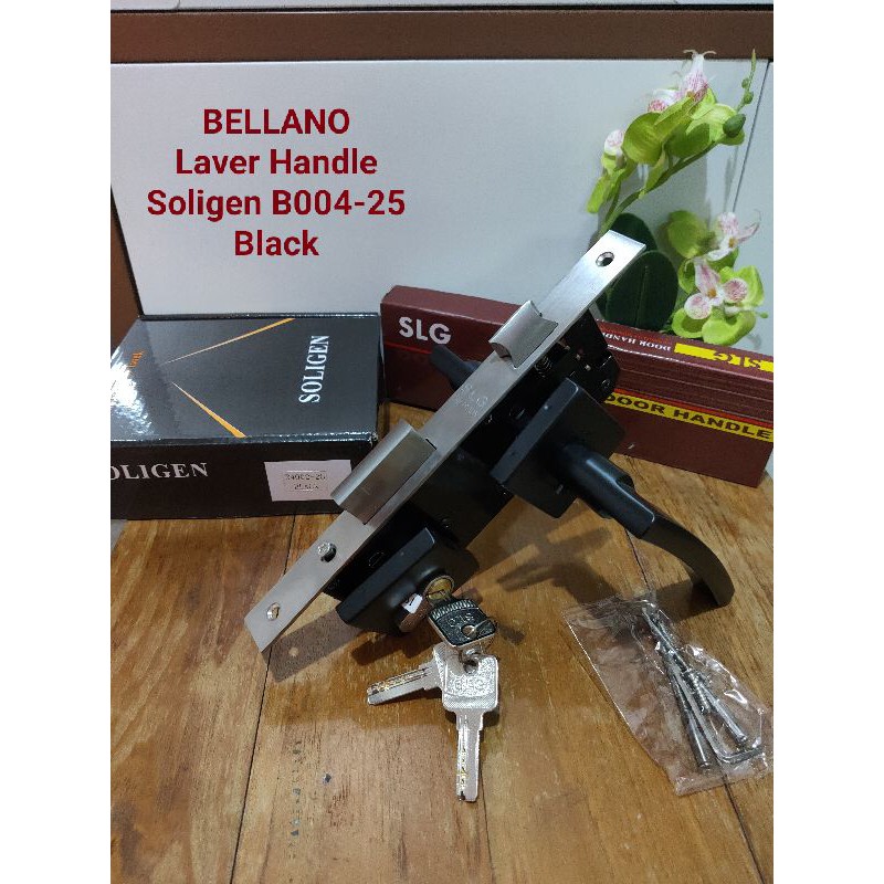 Jual Handle pintu atau laver handle merk Soligen type B004-25 Black ...