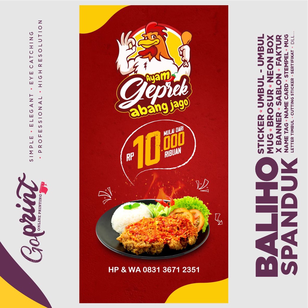 Jual Cetak spanduk banner Ayam Geprek murah gratis design | Shopee ...