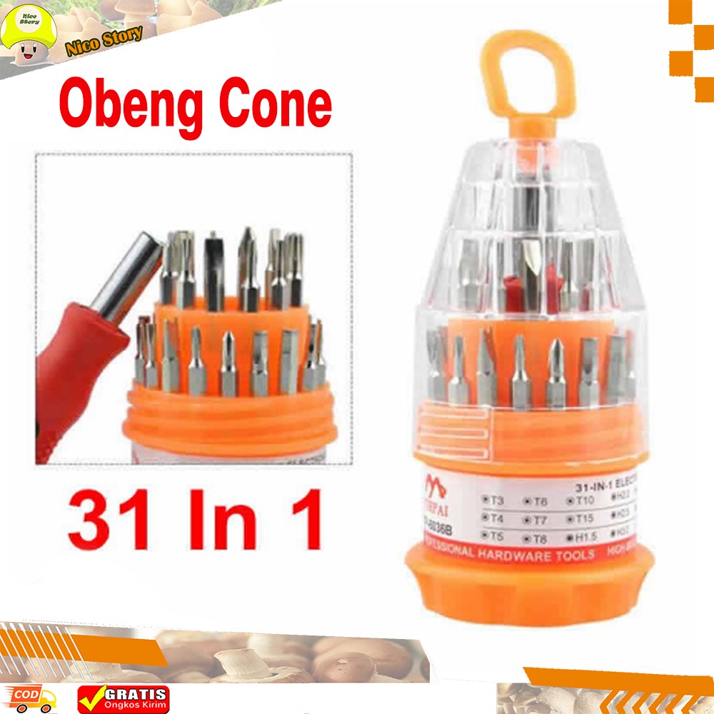 Jual (NCS) READY Obeng Cone Set 31 in 1 Screwdriver HP Elektronik Laptop Multi Serbaguna ...