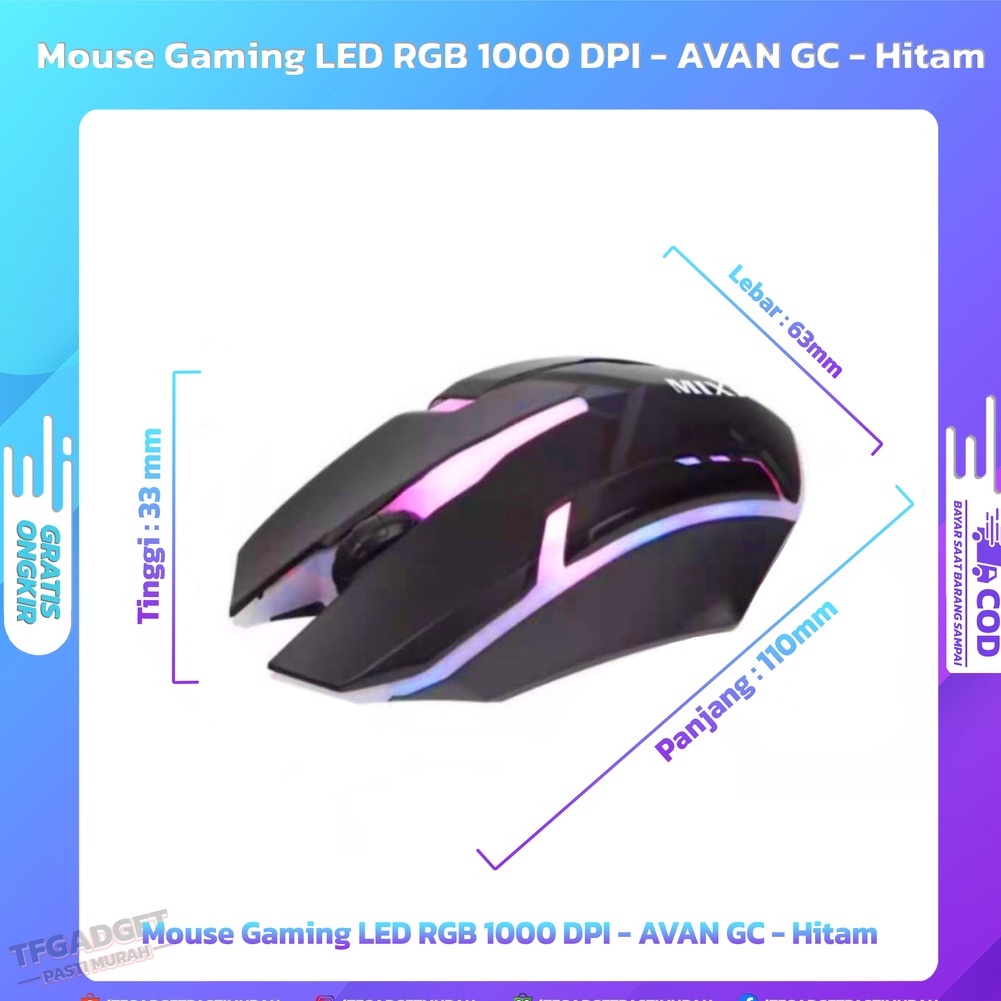 Jual Mouse Gaming Kabel Murah / Mouse Gaming LED/ Mouse avan LED Kabel ...