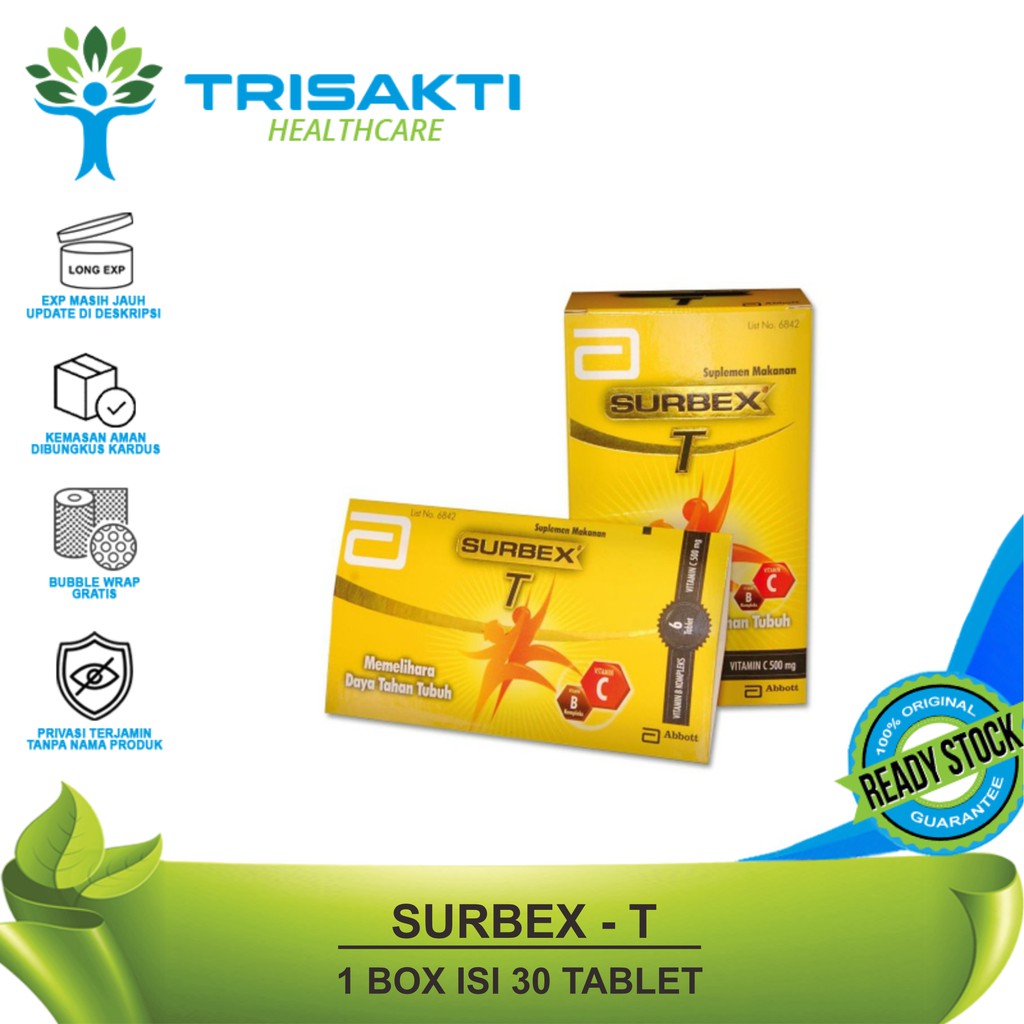 Jual Surbex T box 30 tablet - Vitamin B kompleks & Vitamin C | Shopee ...