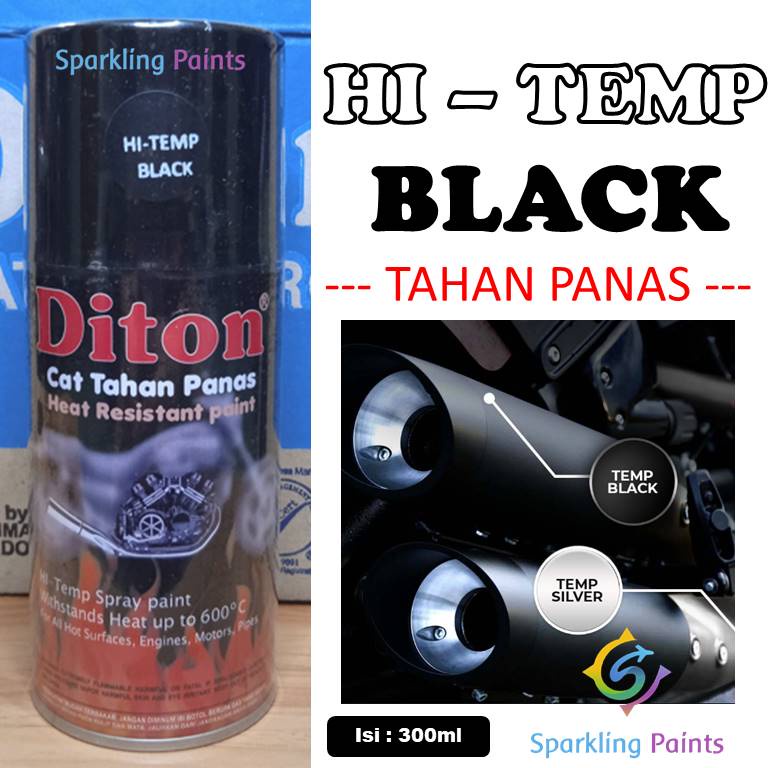 Jual Pilox Diton Hi Temp Black ANTI PANAS Hitam Doff 300ml Cat Pilok Hitemp utk Knalpot Mesin ...