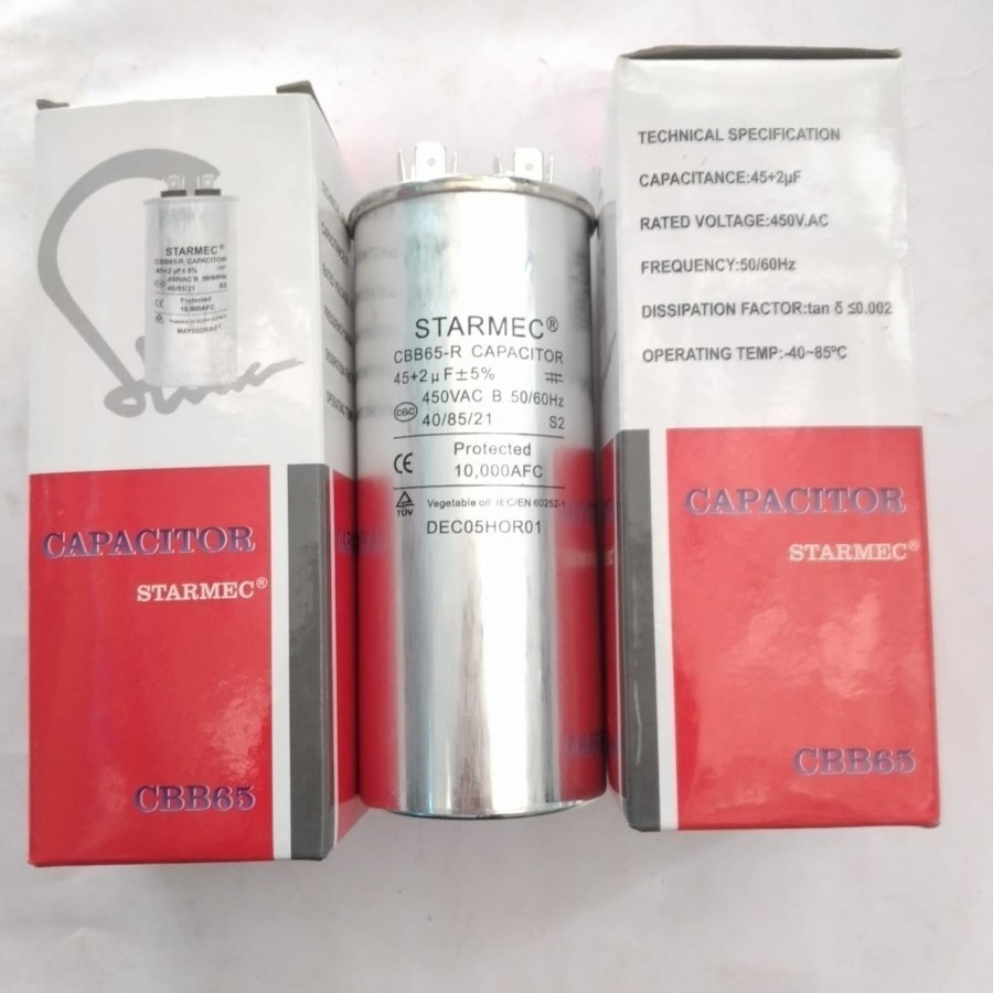 Jual Kapasitor / Capacitor AC 45+2uF / 45/2 Mikro Micro Merk Starmec ...