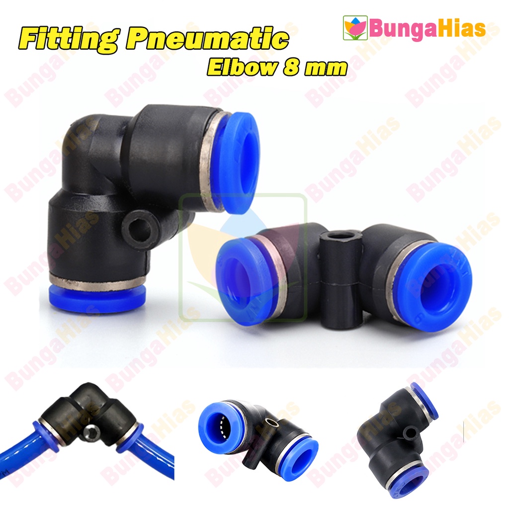 Jual Fitting Pneumatic ELBOW 8 mm Slip Lock Konektor 8mm Bengkok L Push in Selang PU PE - D3A2 ...