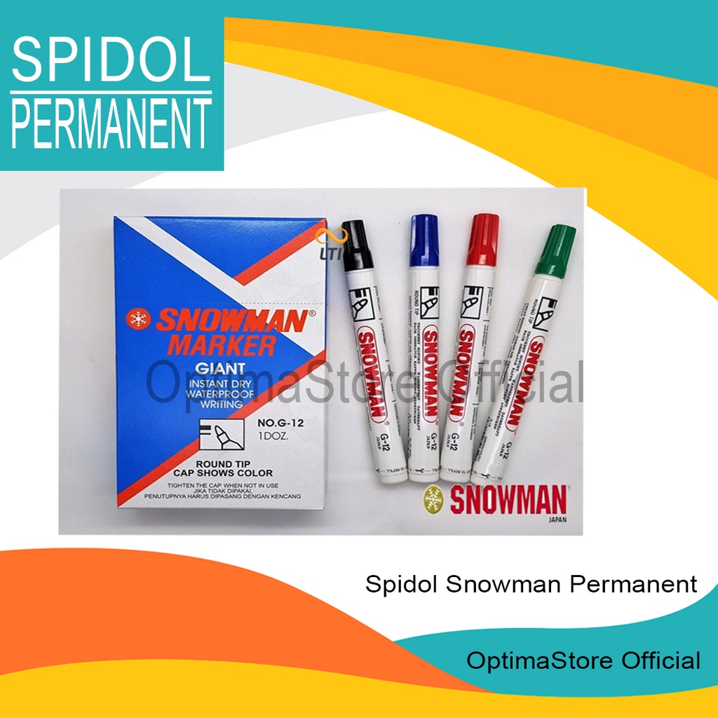 Jual SPIDOL PERMANENT SNOWMAN HITAM|MERAH|BIRU|HIJAU | Shopee Indonesia