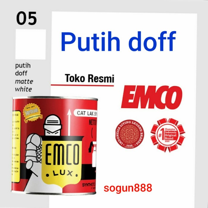 Jual Emco Putih Doff 1 kg. Emcolux white mat. Emco cat kayu dan besi ...