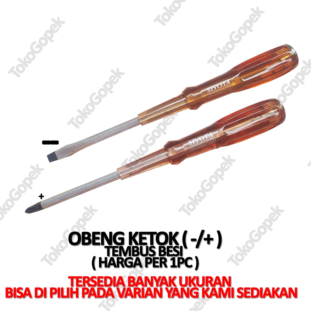 Jual OBENG KETOK GETOK 4 5 6 INCH TEMBUS PLUS (+) / MINUS (-) | Shopee ...