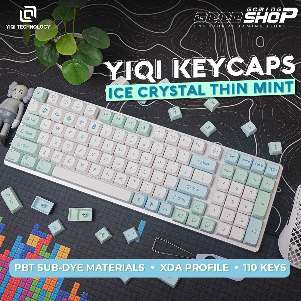 Jual Yiqi Keycaps Ice Crystal Thin mint PBT Dye-Sub XDA Profile ...