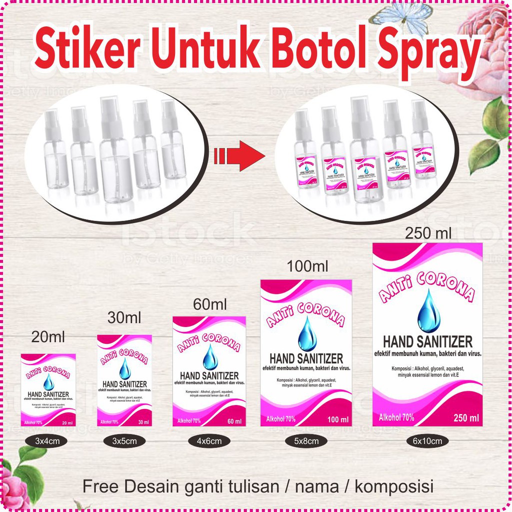 Jual Stiker HAND SANITIZER antiseptik untuk Botol 20ml 30ml 60ml 100ml ...