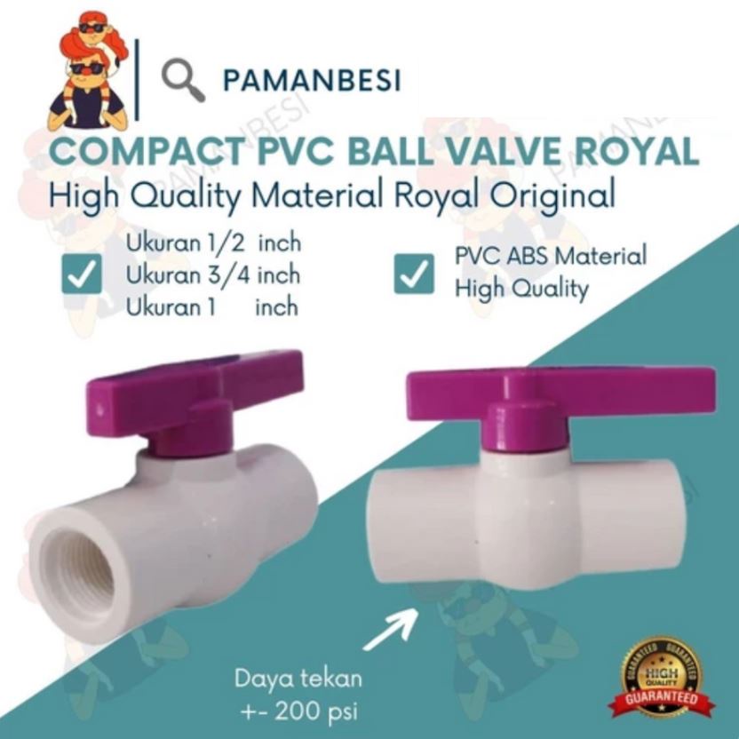 Jual Ball Valve PVC Royal Compact 1/2 Inch Stop Kran Keran Drat Foot Valve | Shopee Indonesia