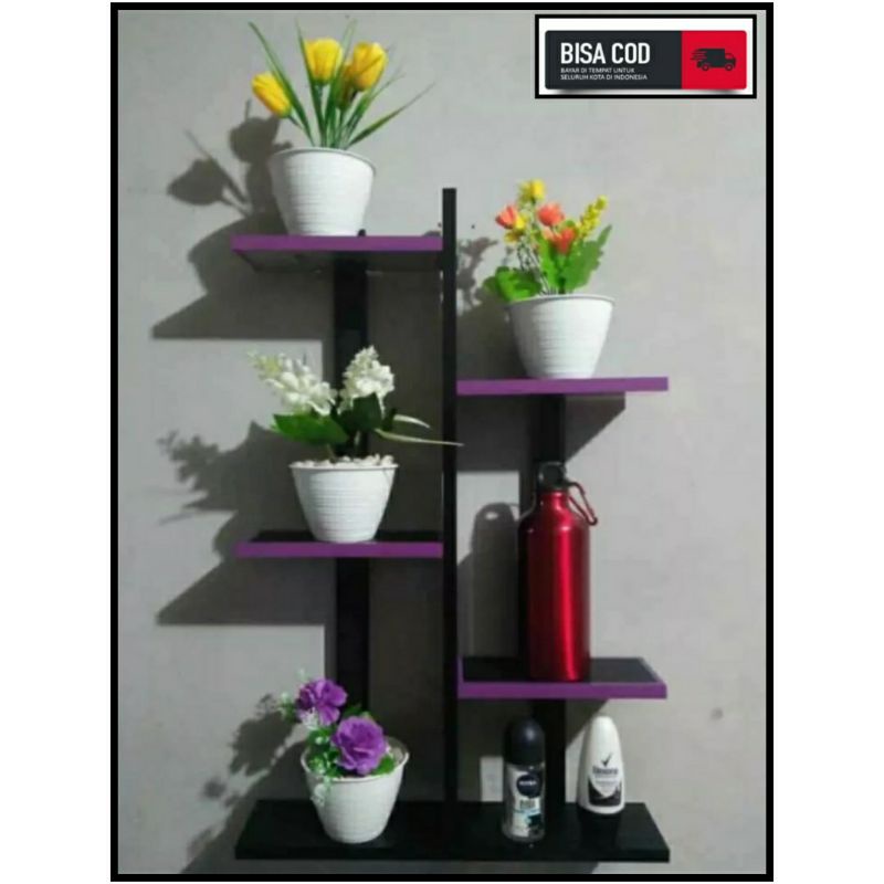 Jual Rak Hiasan Bunga Dinding /Rak Kayu Serbaguna Tingkat 4 Susun / Rak ...