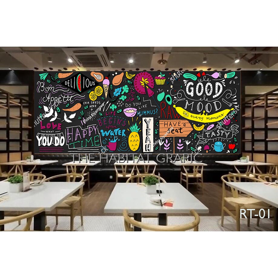 Jual WALLPAPER DINDING 3D CUSTOM MOTIF MENU CAFE RESTAURANT COFFEE SHOP ...