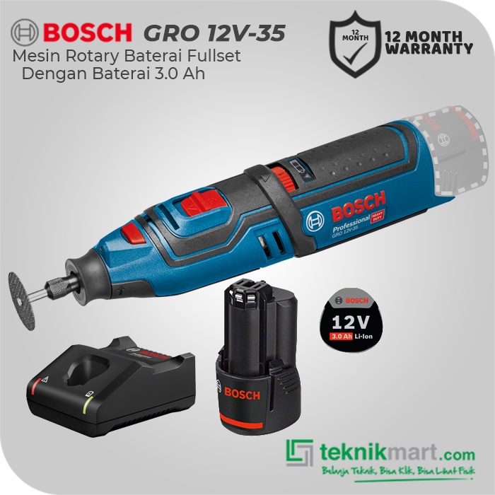 Jual Bosch Cordless Rotary Tool 12Volt GRO 12V-35 Fullset (3.0 Ah ...