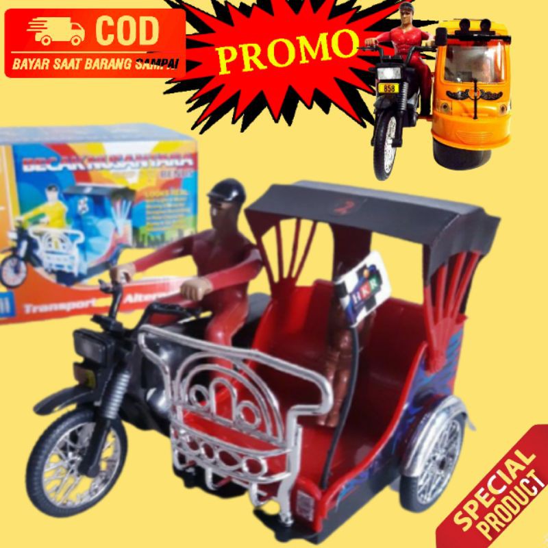 Jual Mainan Becak Motor Bentor Replika Becak Motor Bump N Go Bentor ...