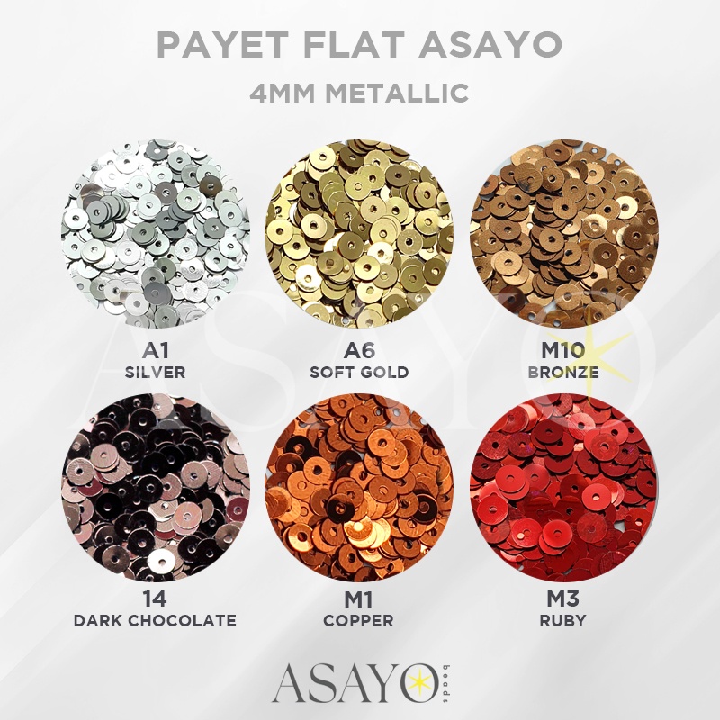 Jual Payet Asayo Metallic Polos 3mm / 4mm / Flat / 50gr / Sequin ...