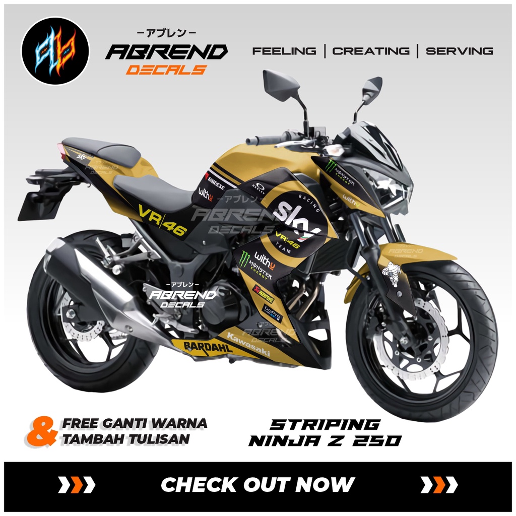 Jual Decal Striping Ninja Z 250 Sky / Stiker motor Kawasaki Ninja Z250 ...
