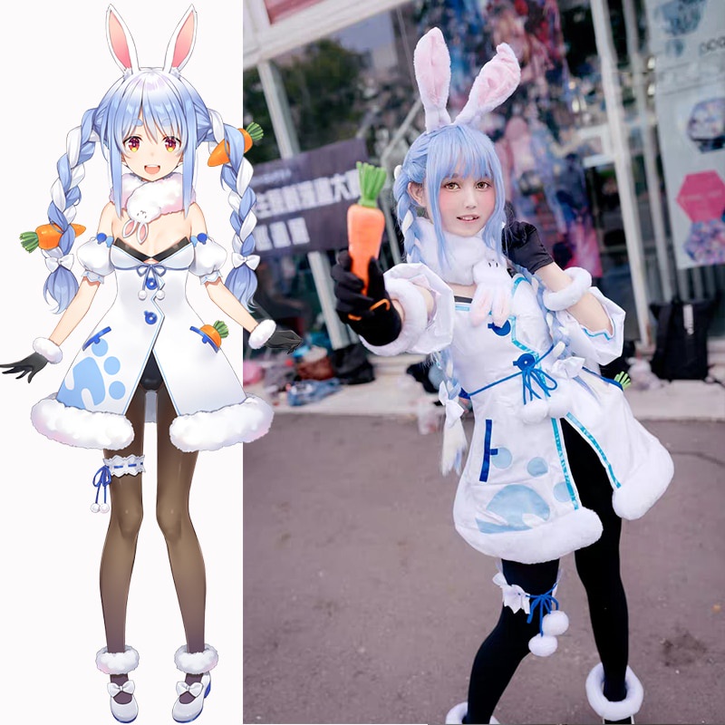 Jual PREORDER VTuber Usada Pekora Cosplay Costumes Hololive Fantasy Bunny Girl Dress With Rabbit ...