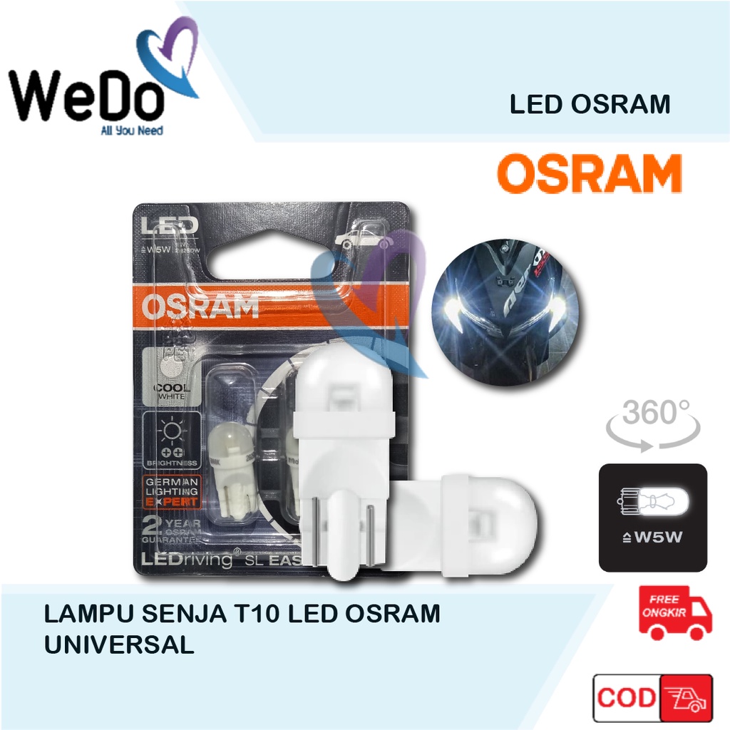 Jual T10 Osram LED Riving W5W Sepasang Lampu Senja Putih Terang Motor ...