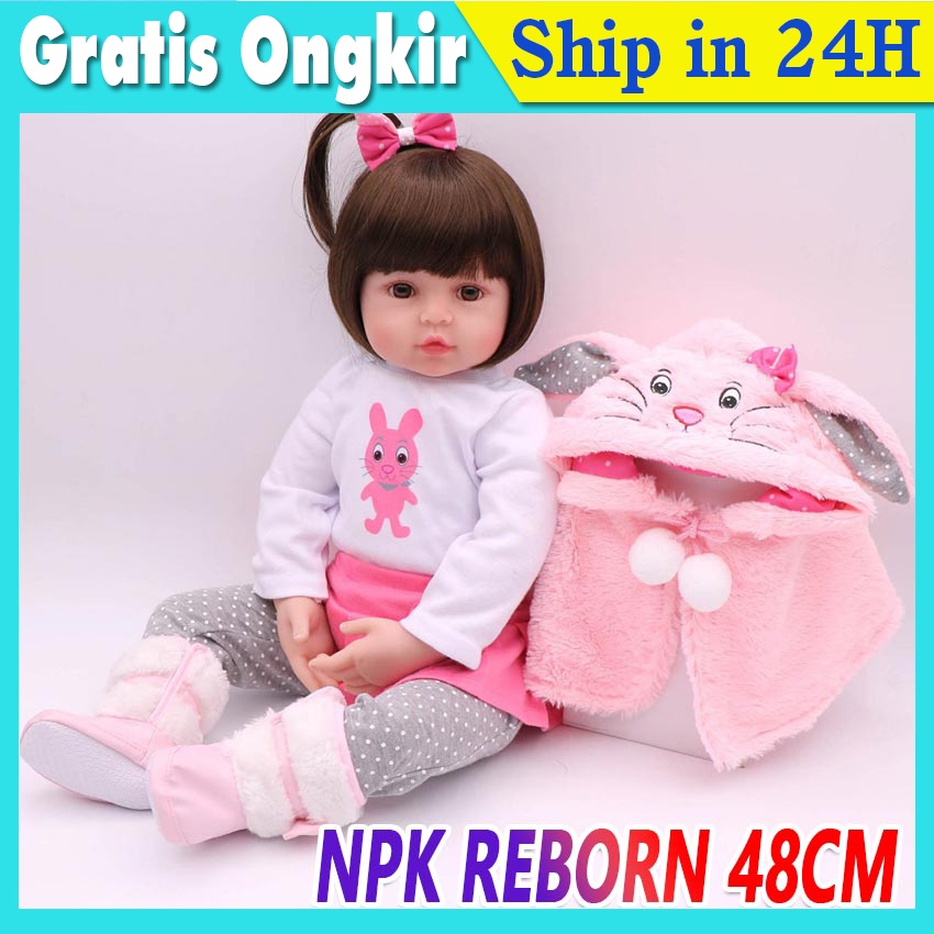 Jual 48CM NPK REBORN Mainan Boneka Baby Perempuan Silicone Body Doll ...