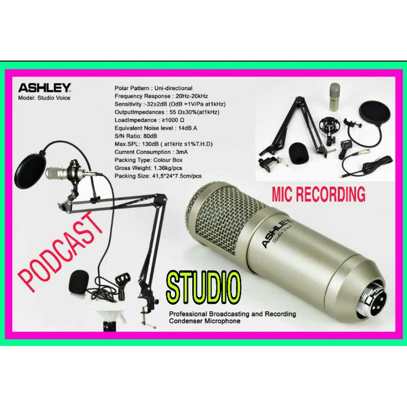Jual ASHLEY STUDIO VOICE MIC RECORDING STUDIO PODCAST | Shopee Indonesia