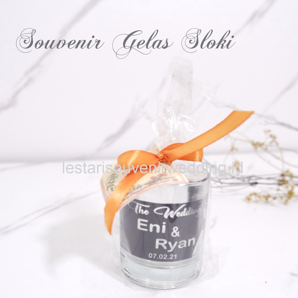 Jual Souvenir Wedding Gelas Sloki U Dof Custom (nocode01) / souvenir ...