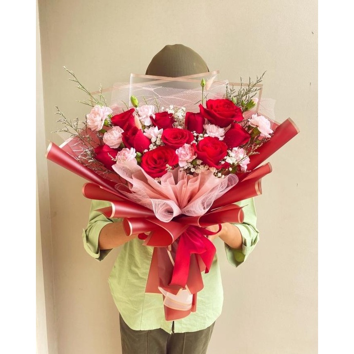 Jual Korean Bouquet Red Roses Buket Bunga Gaya Korea Fresh Flower Bunga ...