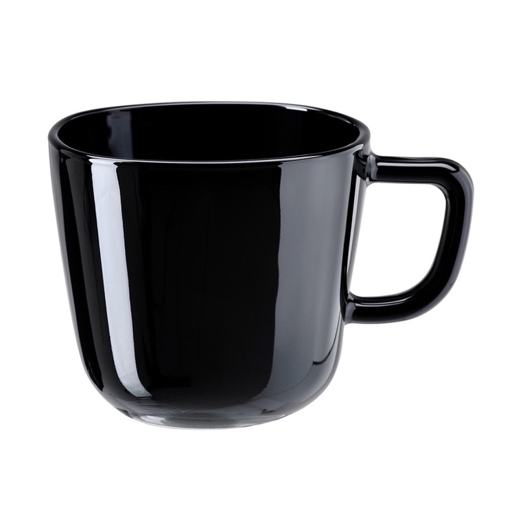 Jual Mug Gelas Cangkir Hitam Bertelinga 370 ml Kopi Teh Tempered Glass ...