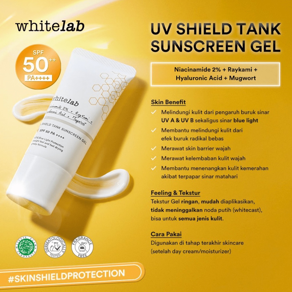 Jual Whitelab UV Shield Tank Sunscreen Gel SPF 50++ PA++++ - Sunblock Pelindung Sinar Matahari ...