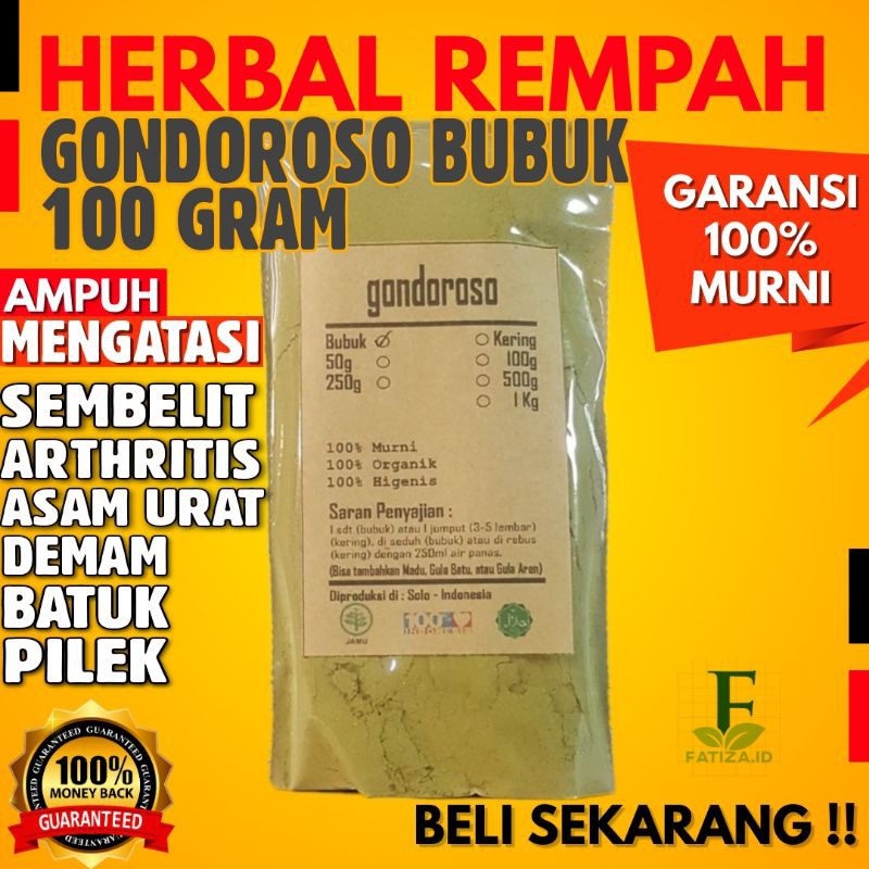 Jual GANDARUSA GONDOROSO BUBUK 100 GRAM - Justicia gendarussa - MURNI ...