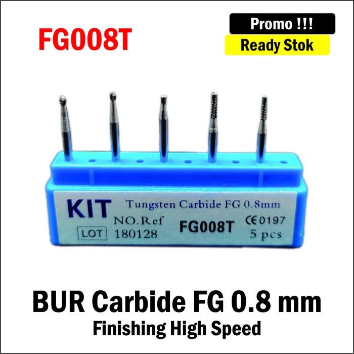 Jual DENTAL BUR CARBIDE HIGHSPEED HIGH SPEED KIT 5 pcs FG008T | Shopee ...