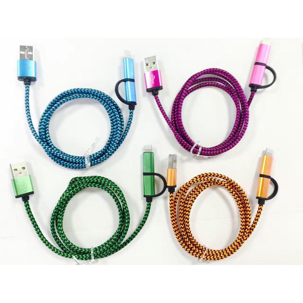 Jual KABEL DATA BRAIDED SNAKE 2IN1 1M | Shopee Indonesia
