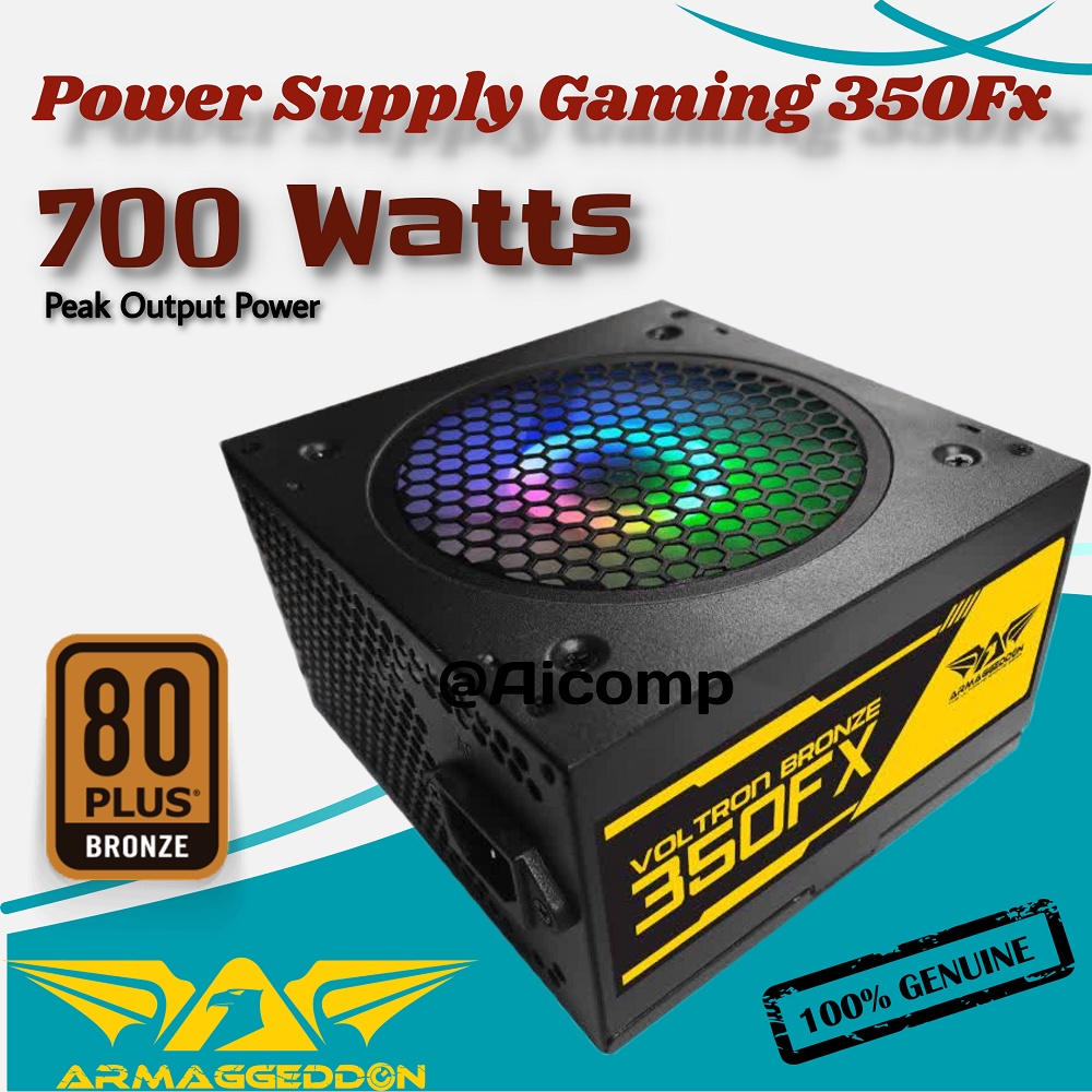 Jual PSU Gaming 350FX Armaggeddon 700 Watt Peak Power Output 80 Plus 80+ Voltron 12cm RGB Fan ...