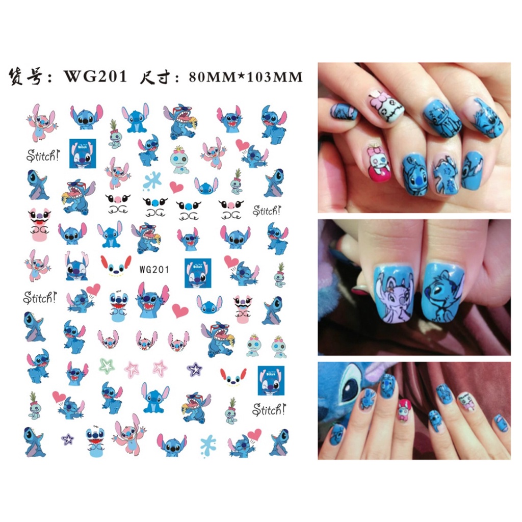 Jual Cute Stitch & Angle Ultra Thin Nail Sticker Stiker Kuku Karakter ...