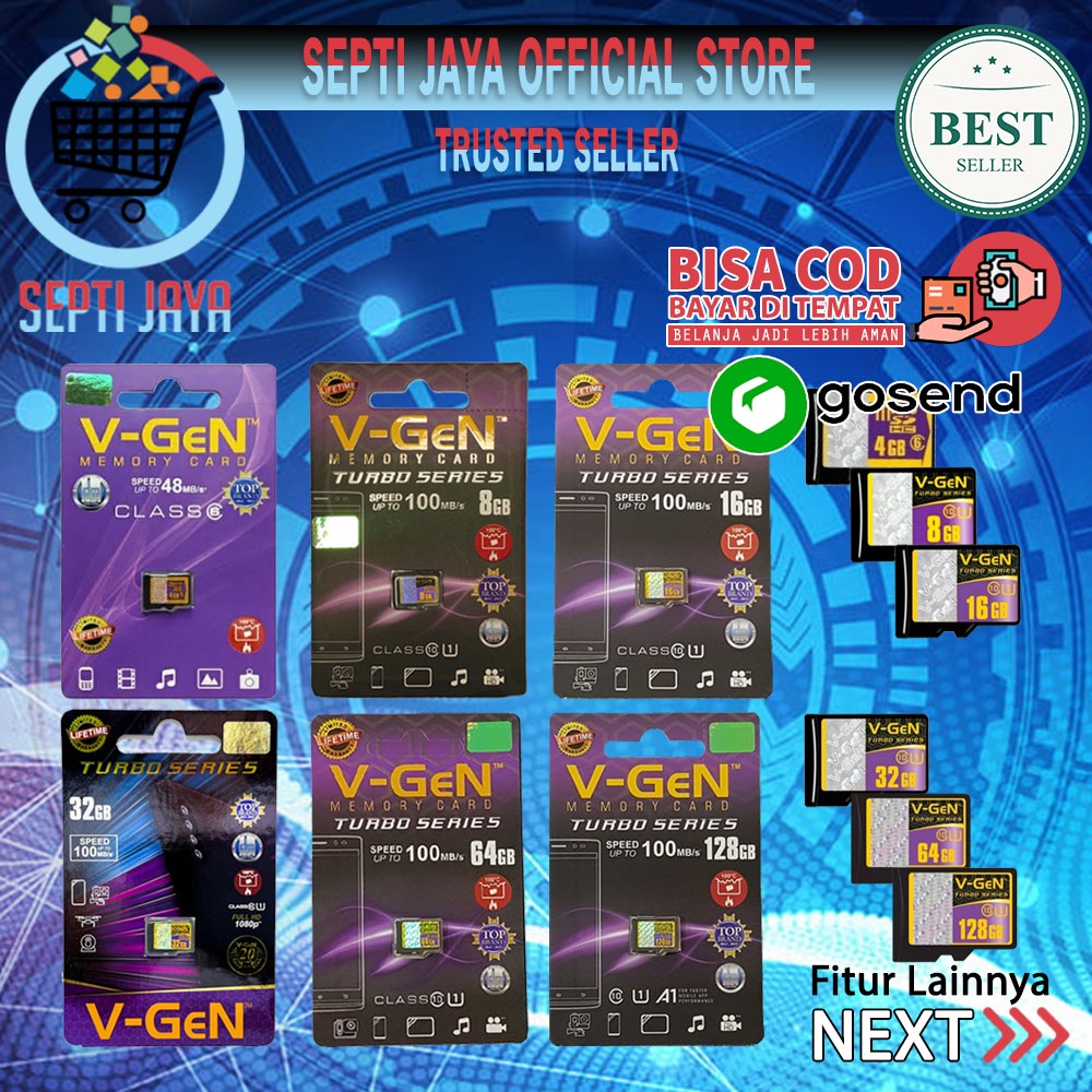Jual Micro SD V-Gen 4GB 8GB 16GB 32GB 64GB Memori Card Vgen Class 10 ...