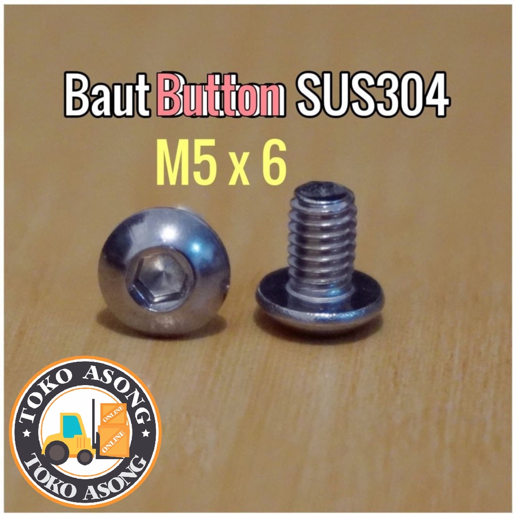 Jual Baut Button L M5 x 6 kepala payung sus304 stainless bolt 5 x 6 | Shopee Indonesia