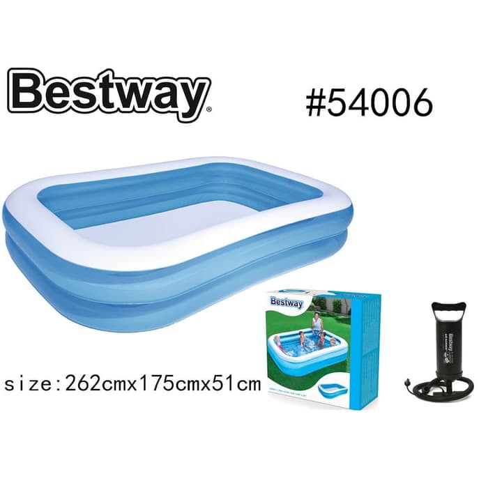 Jual Bestway 54006 Kolam Renang Anak [262 x175 x51cm] + Pompa Tangan ...