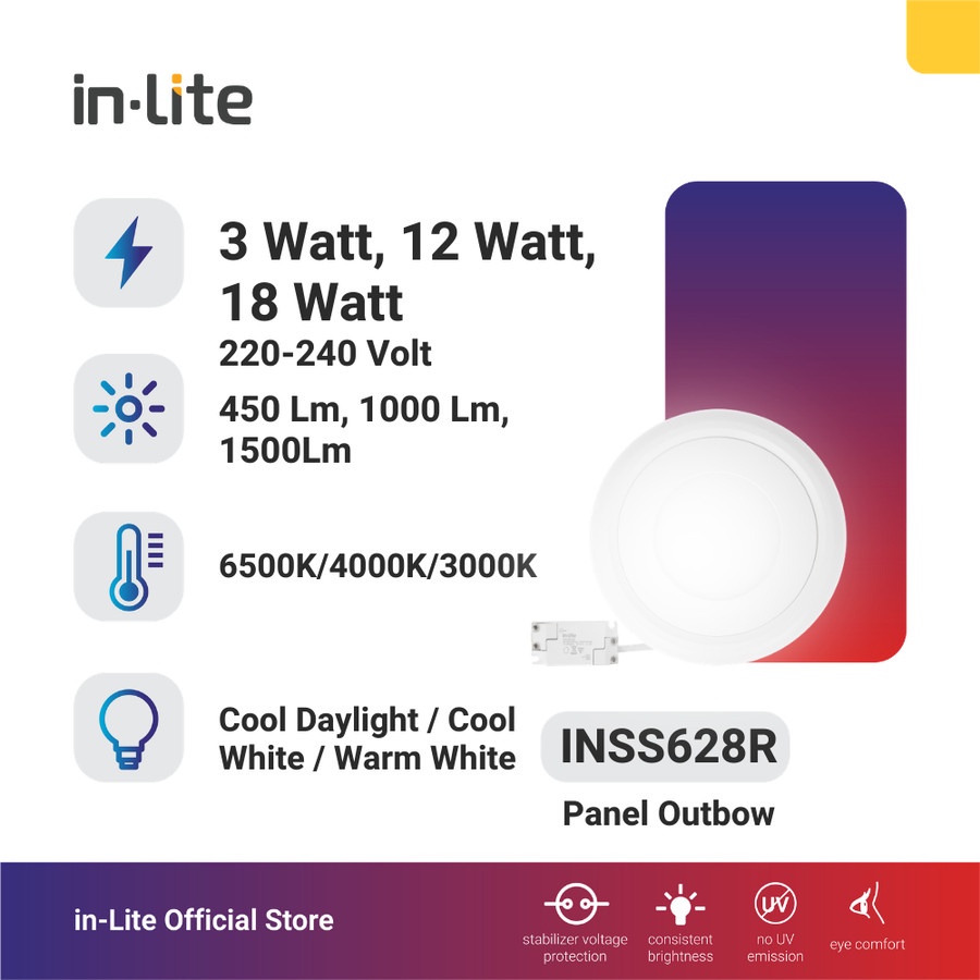 Jual InLite Lampu Panel Outbow INSS628R - Bulat -6-18 watt | Shopee ...