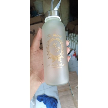 Jual Souvenir Botol Doff Kaca 420ml + Costum+ Box | Botol Minum Kaca ...