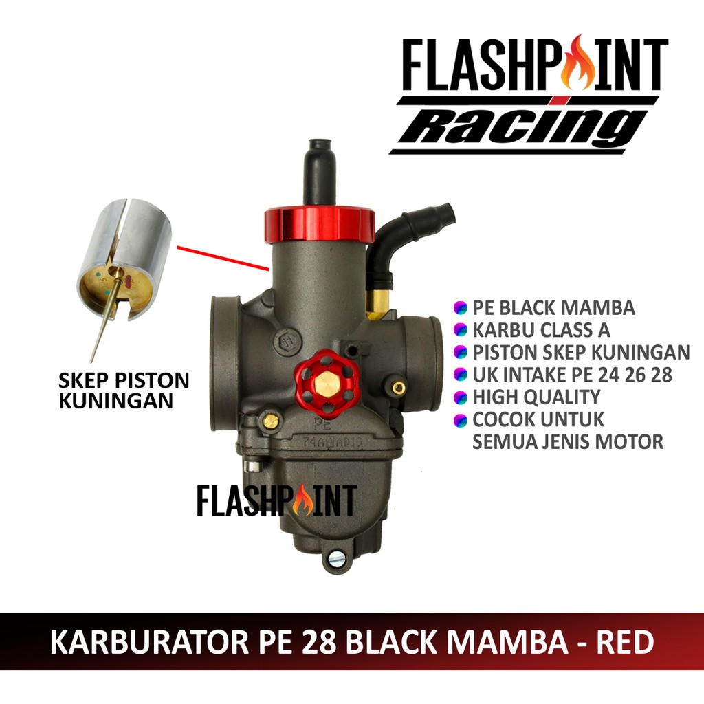 Jual (BISA COD) KARBURATOR NSR BLACK MAMBA PE 24 26 28 RED GOLD DOVE CNC PISTON SKEP KUNINGAN ...
