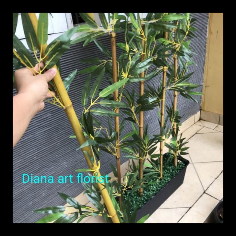 Jual Stok Baru! Batang Bambu Plus Daun/Bambu Partisi/Bambu Artificial ...
