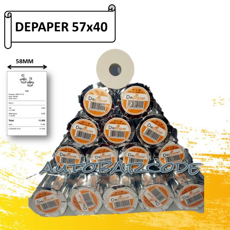 Jual Depaper 57X40 Kertas Thermal Printer 58MM Struk Nota Kasir ...