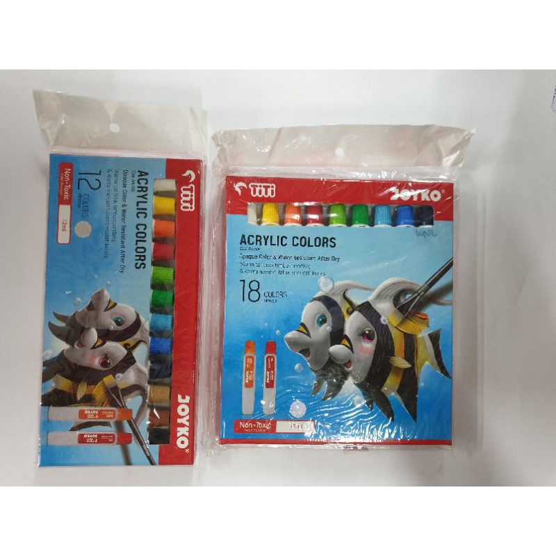 Jual acrylic colors titi joyko 12 / 18 colors cat acrylic 12ml | Shopee ...