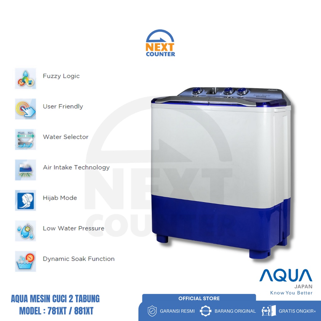 Jual AQUA MESIN CUCI WASHING MACHINE ALAT CUCI PENGERING BAJU 2 TABUNG ...