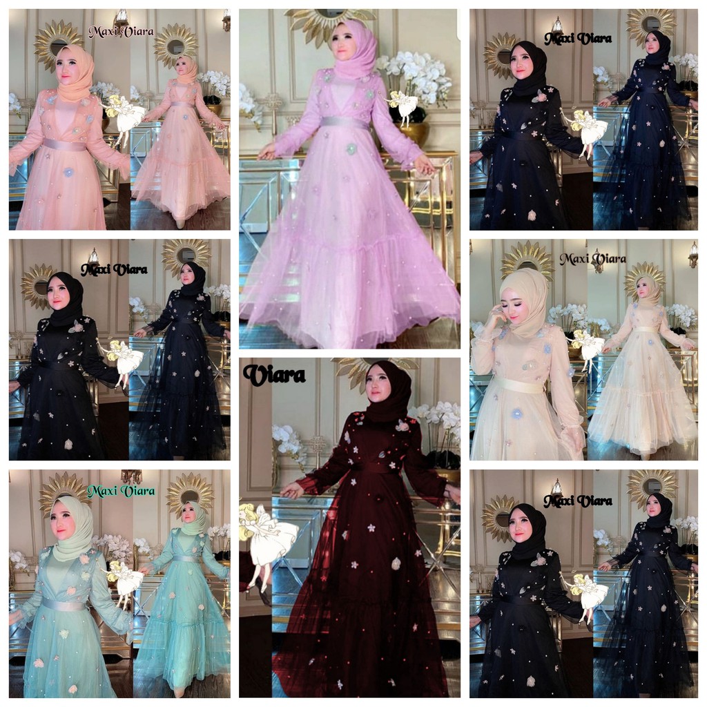 Jual ORI Maxi Viara GAMIS BRUKAT TUTU GAMIS TILE MUTIARA GAMIS ORGANZA ...
